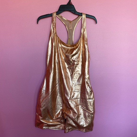 SKIMS | Swim | New Skims Metallic Swim Cycle Suit One Piece Swimsuit ...